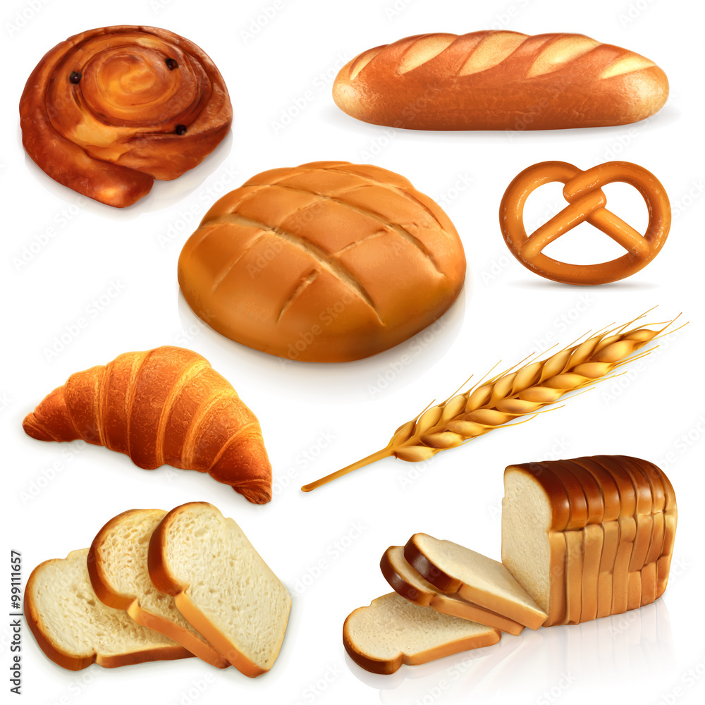 Bread, vector icons set Stock Vector | Adobe Stock