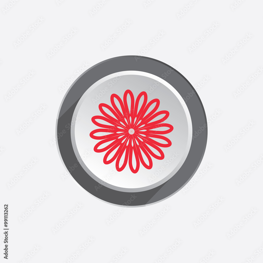 Camomile flower icons. Floral chamomile symbol. Circle button with ...
