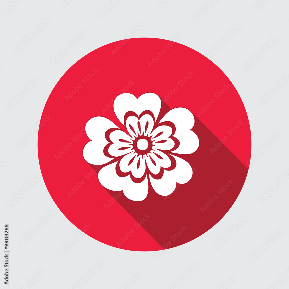 Primula flower icons. Spring flowers. Floral symbol. Round circle flat ...