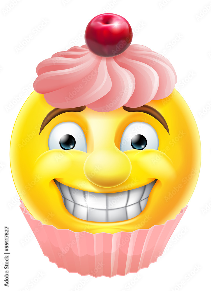 Pink Cupcake Emoji Emoticon vector de Stock | Adobe Stock