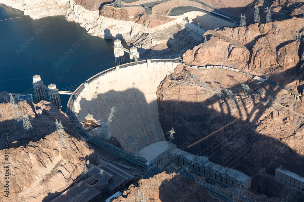 Foto de Hoover Damm, Staudamm, Lake Mead, Luftaufnahme, Helikopter ...