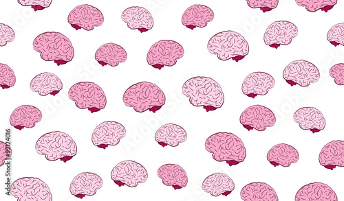 Vector seamless background illustration of the brain on a white ...