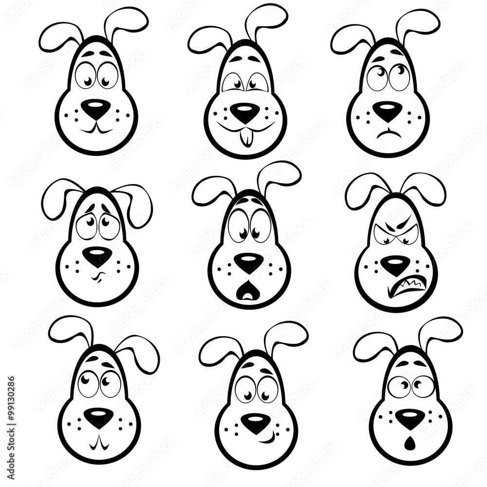 Cute dog facial expressions Stock Vector | Adobe Stock