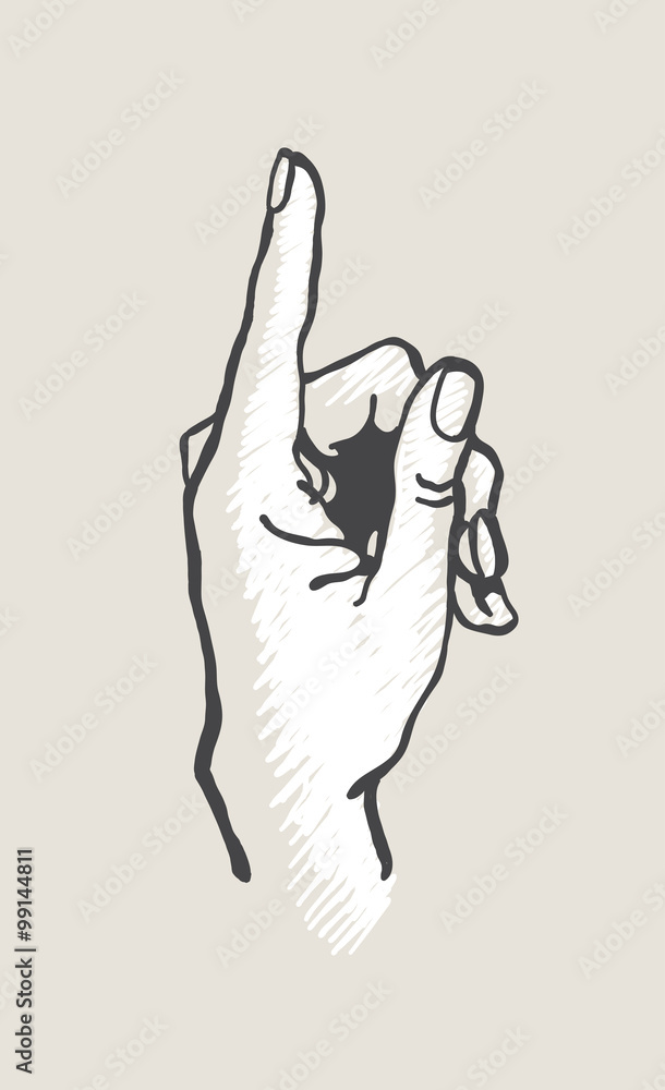 vector drawing hand with index finger pointing up. Stock Vector | Adobe ...