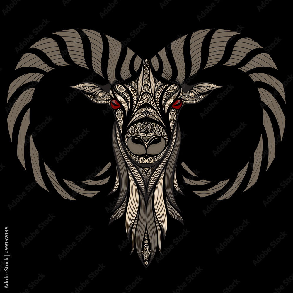 Abstract vector goat with red eyes on black background Stock Vector ...