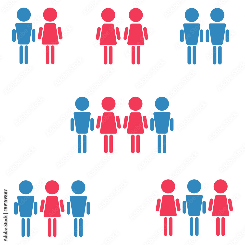 Set Of Heterosexual Homosexual Gay And Lesbian Bisexual Symbols