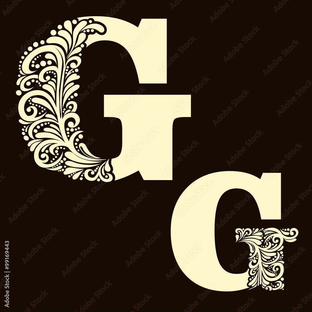 Elegant capital letter G in the style of the Baroque. To use monograms ...