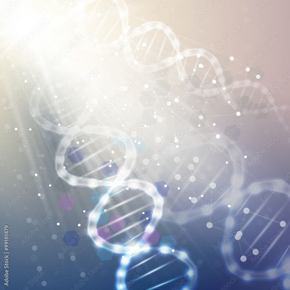 DNA molecule structure on light blue background. Science vector ...