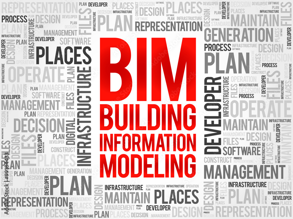 BIM - building information modeling word cloud, business concept Stock ...