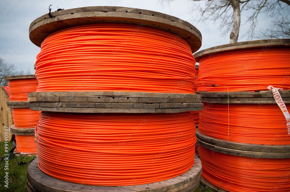 orange fiber cables Stock Photo | Adobe Stock