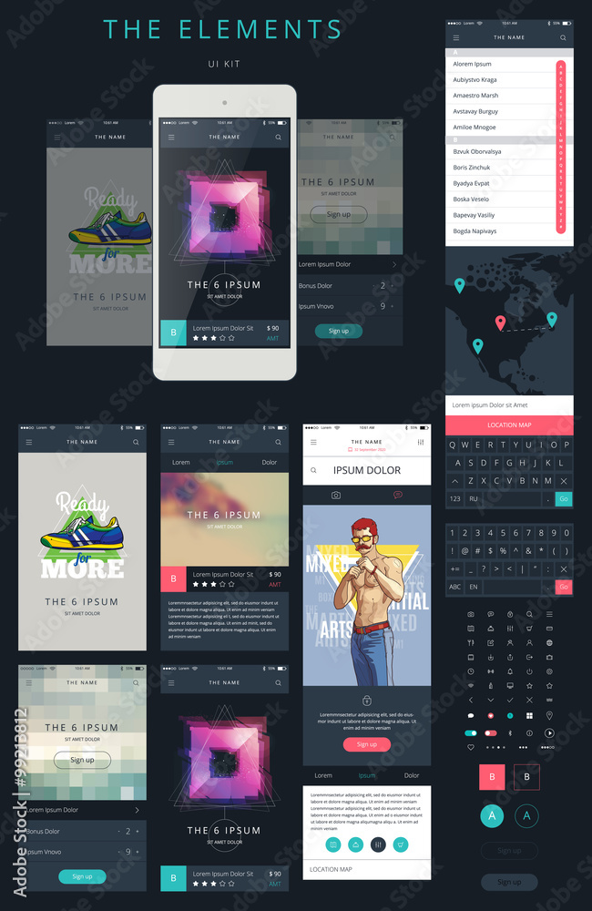 Phone GUI Template. Wireframe UI Kit. Stock Vector | Adobe Stock