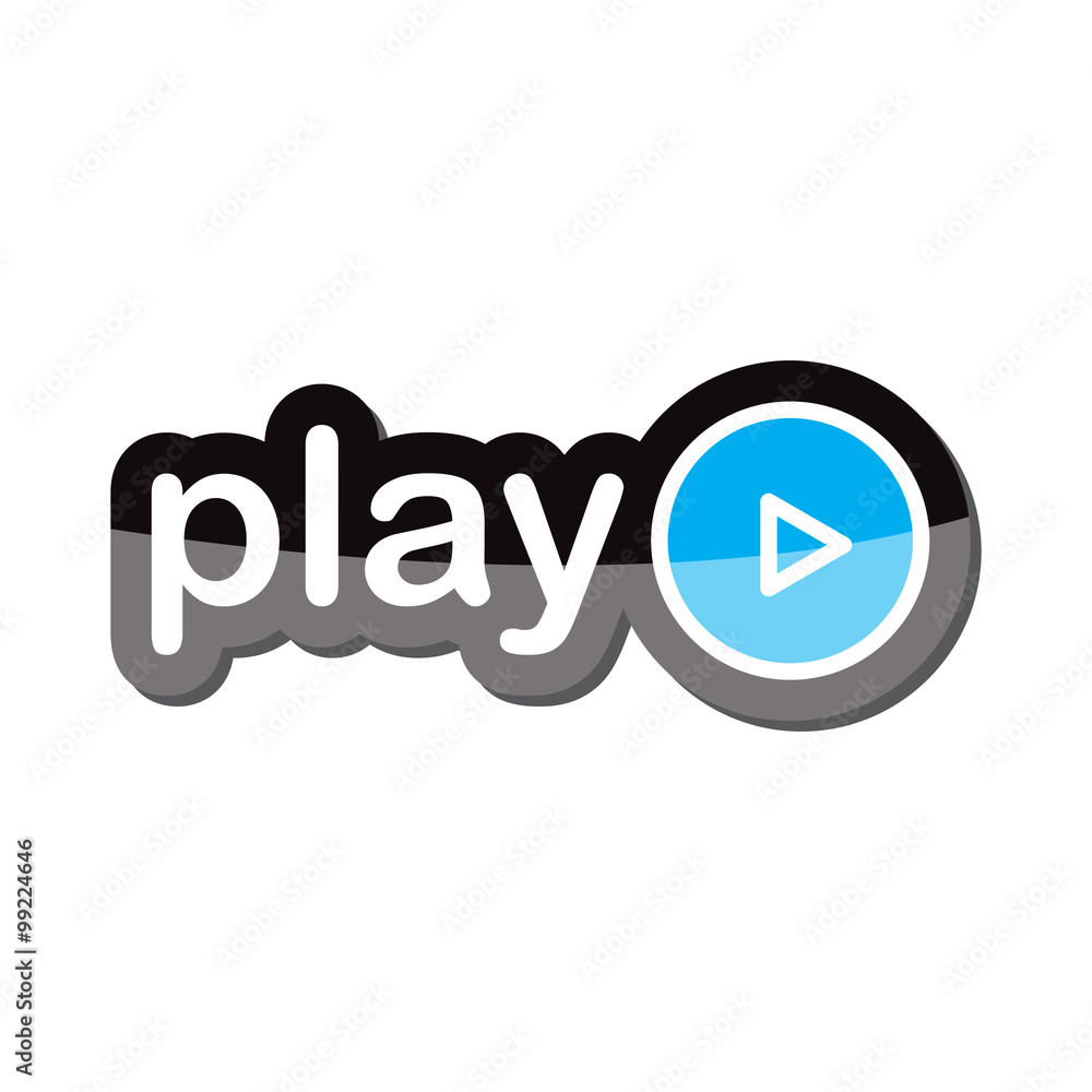 play icon text design on white background isolate vector illustration ...