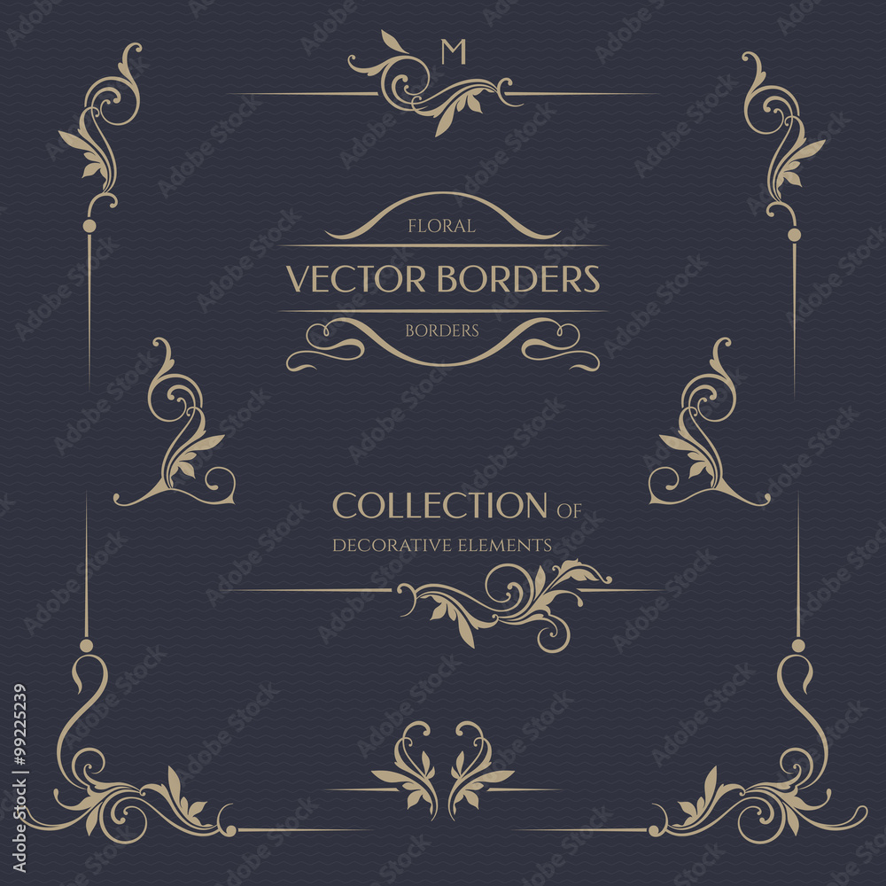 Vector borders, corners. Template signage, labels, stickers, cards ...