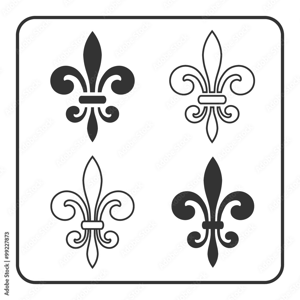 Fleur de Lis symbol set. Fleur-de-Lis sign. Royal french lily. Heraldic ...