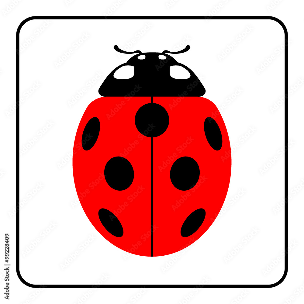 Ladybug sign in the frame. Beautiful red ladybird icon isolated on ...