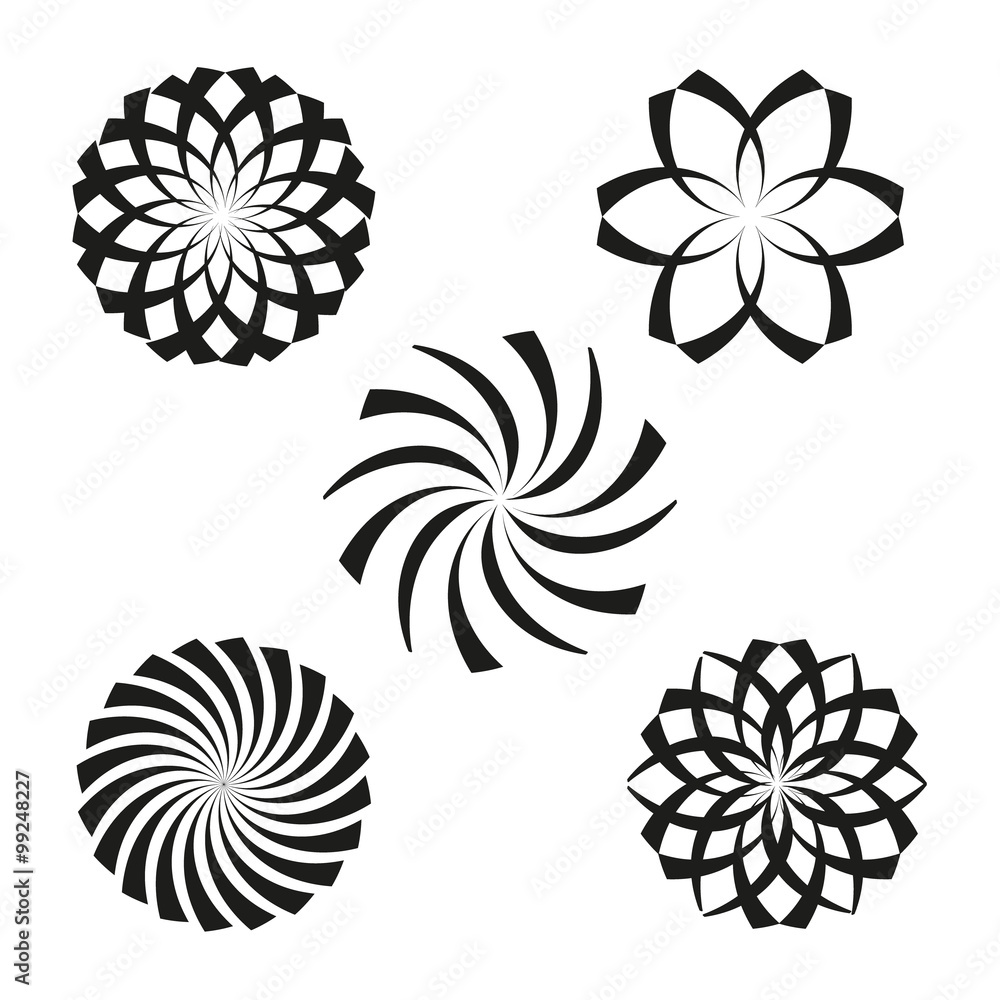 Set of vector elements for design-spiral, flowers Stock Vector | Adobe ...