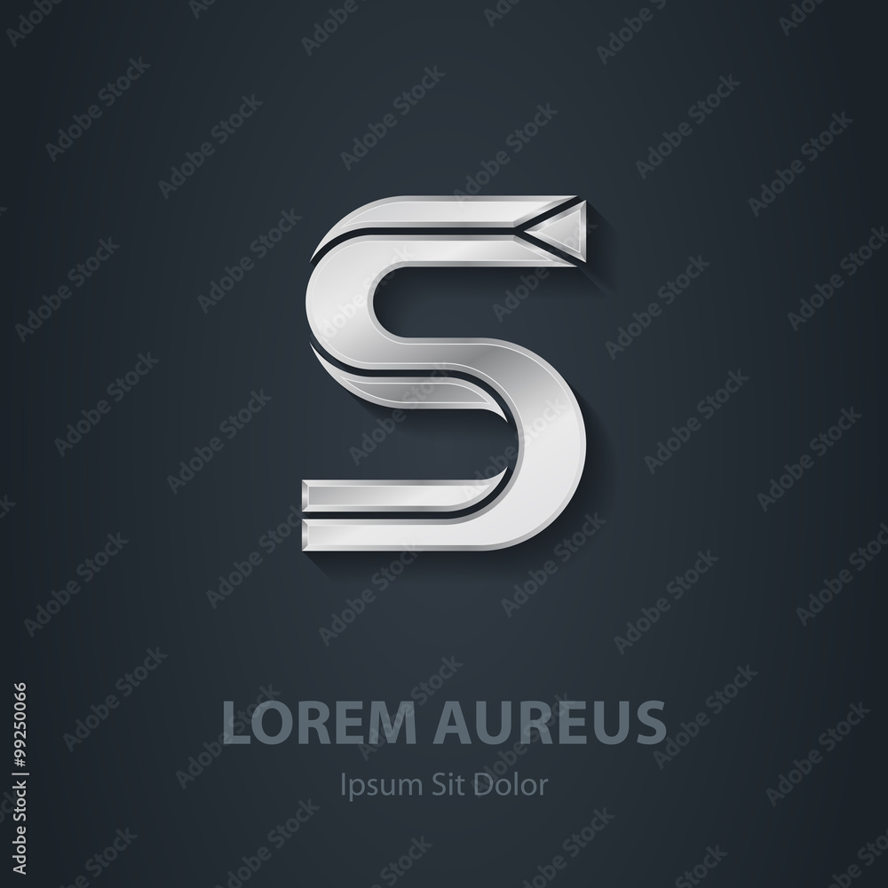 Silver Letter S. Vector elegant font. Template for company logo. Stock ... Silver Letter S. Vector elegant font. Template for company logo. Stock ...