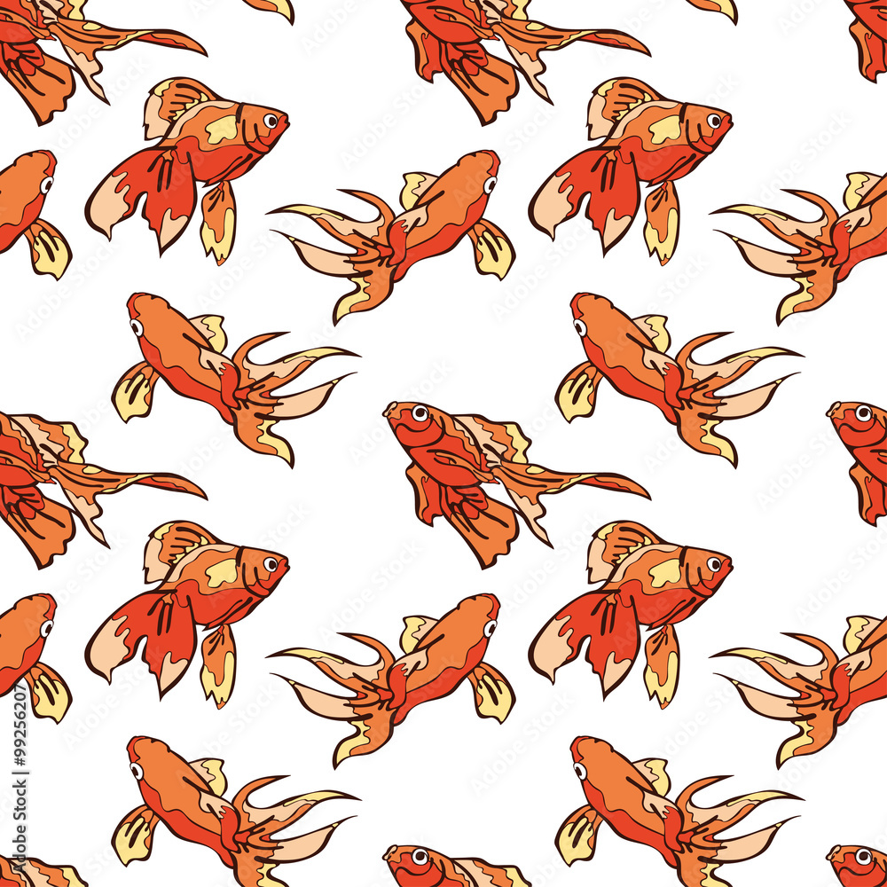 Goldfish. Vector seamless pattern (background). Stock Vector | Adobe Stock