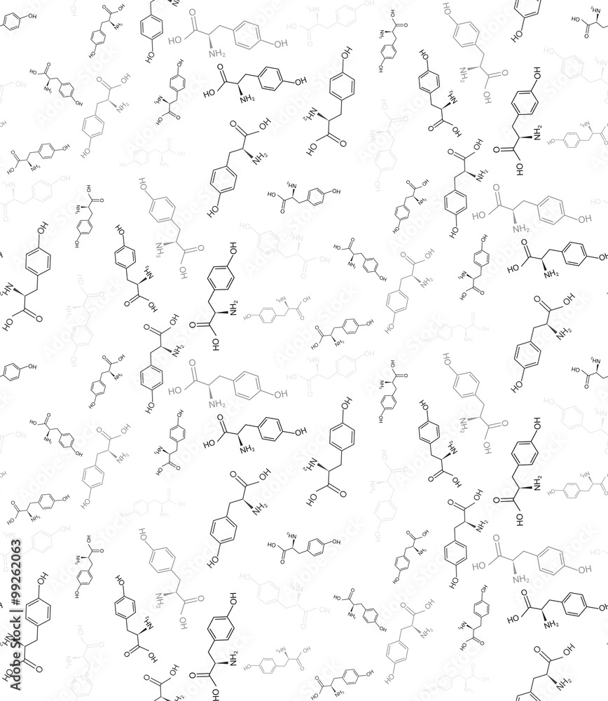 Vector seamless background of chemical formulas. Skeletal formula of ...