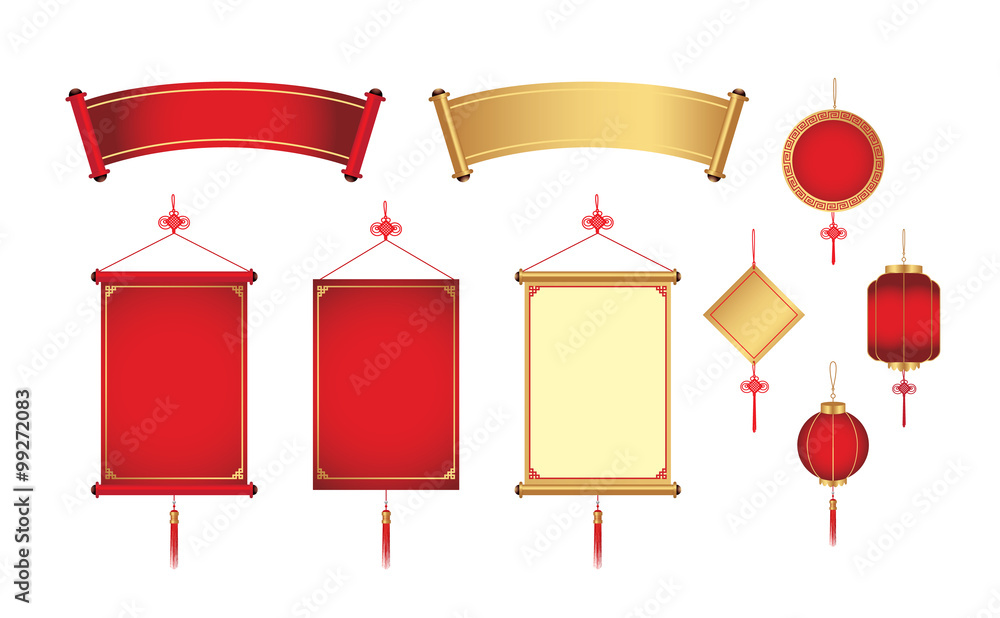 Chinese hanging and banner for graphic element. Graphic resource in ...