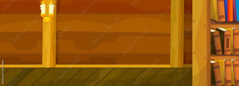 Cartoon background - library room - illustration for children Stock ...