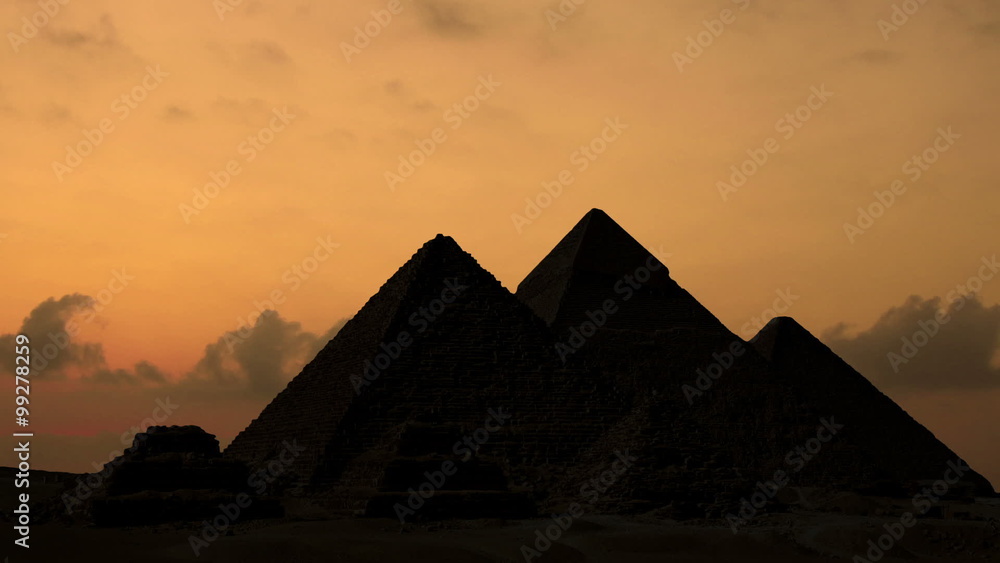 Sunrise over pyramids in Giza Egypt. (Time lapse. Animation. Montage ...