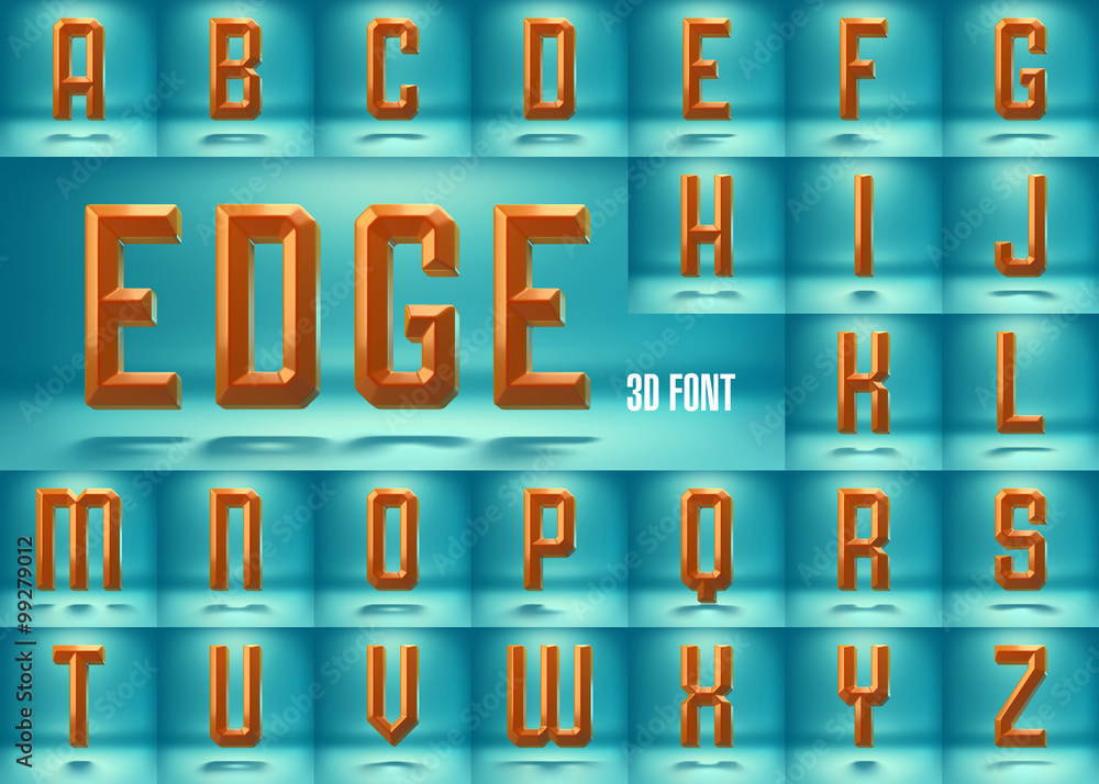 Edge 3d font rendered with studio lighting and shadows Stock ...