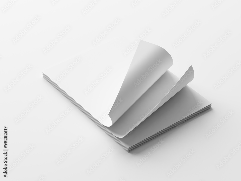 Blank White Paper Notepad isolated on white background Stock ...