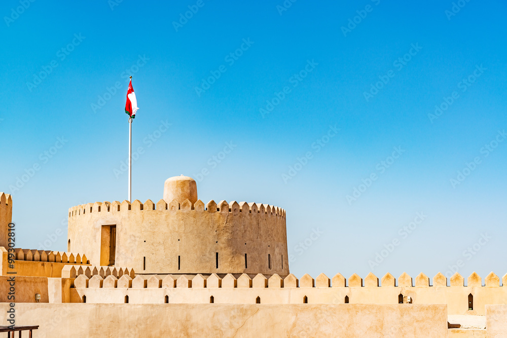 Rustaq Fort in Al Batinah Region, Oman. It is located about 175 km to ...