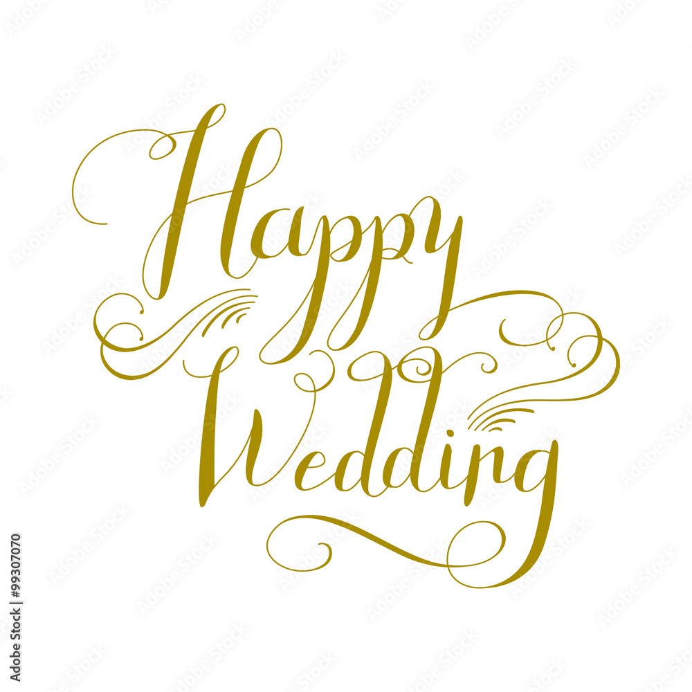 Happy Wedding calligraphy design Stock Vector | Adobe Stock