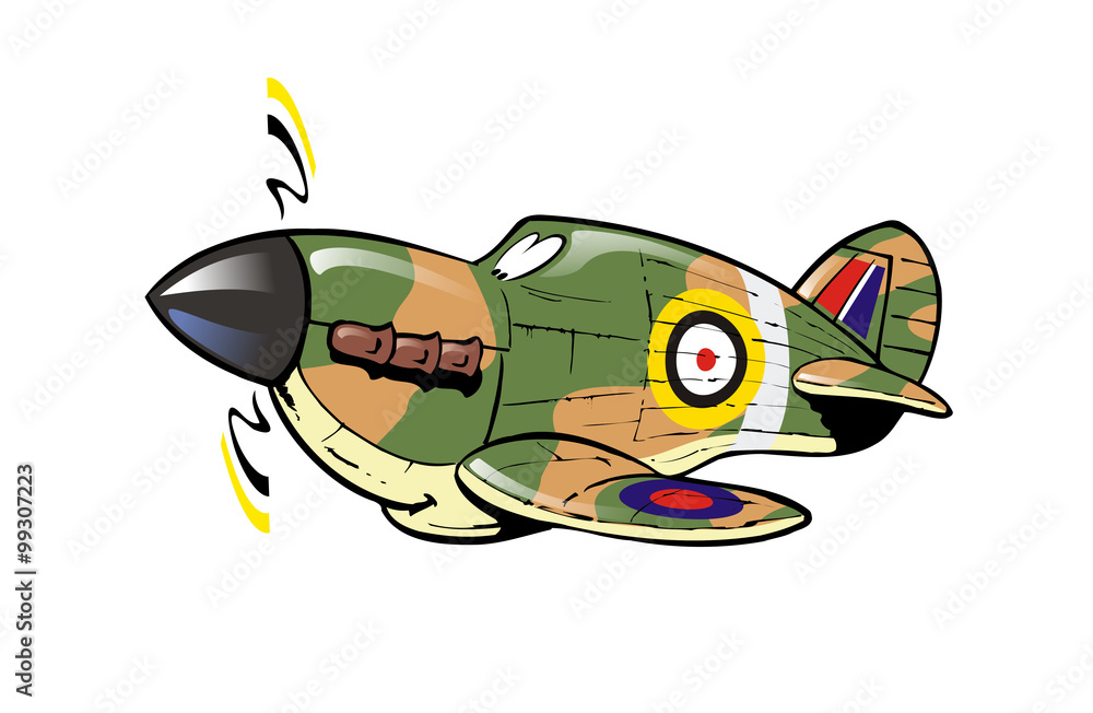 Cartoon style caricature of famous ww2 plane Hawker Hurricane Stock ...