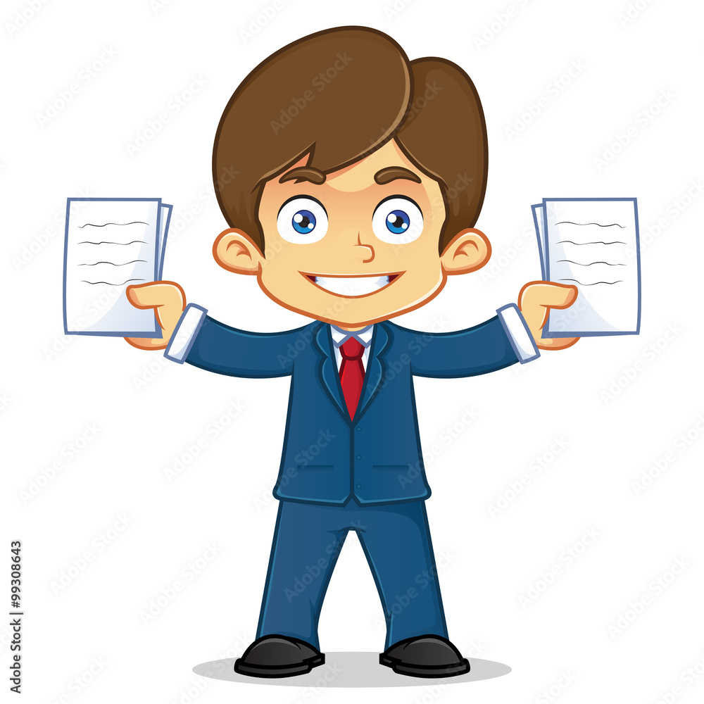 Businessman Analyzing Hold Papers Stock Vector | Adobe Stock