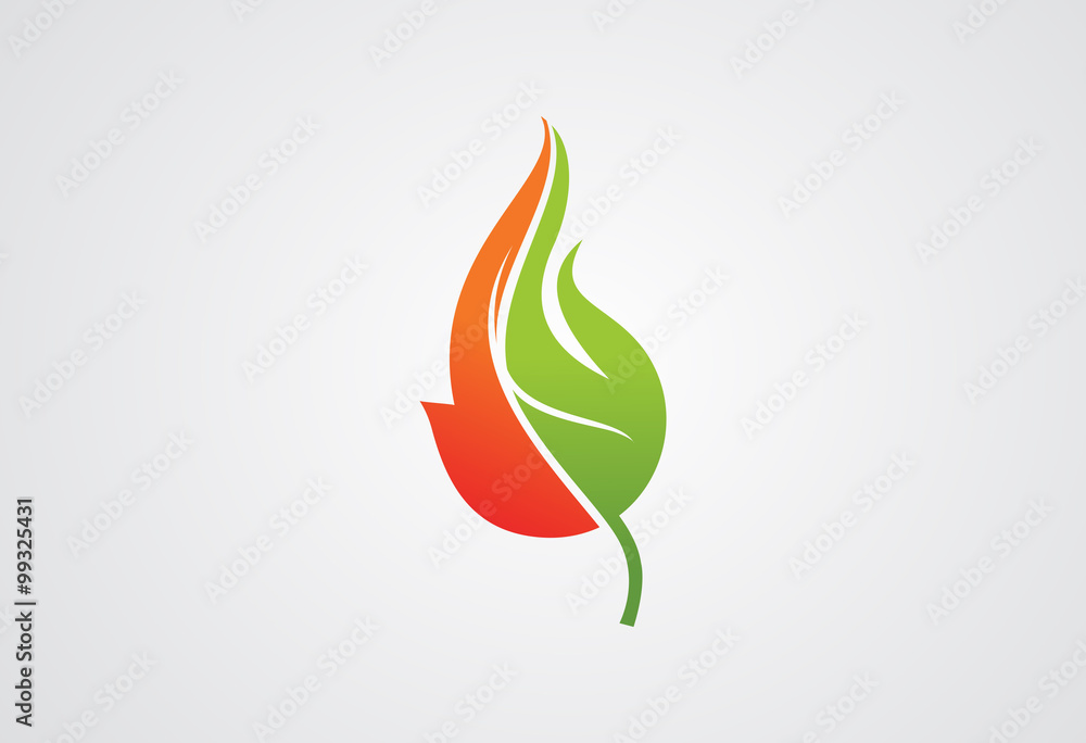 Flame fire Tree leaf logo vector Stock Vector | Adobe Stock