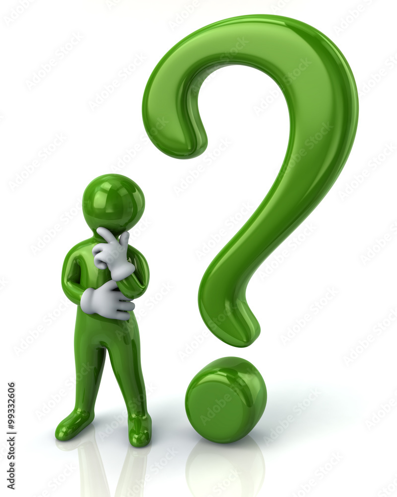 Green thinking man and question mark Stock Illustration | Adobe Stock