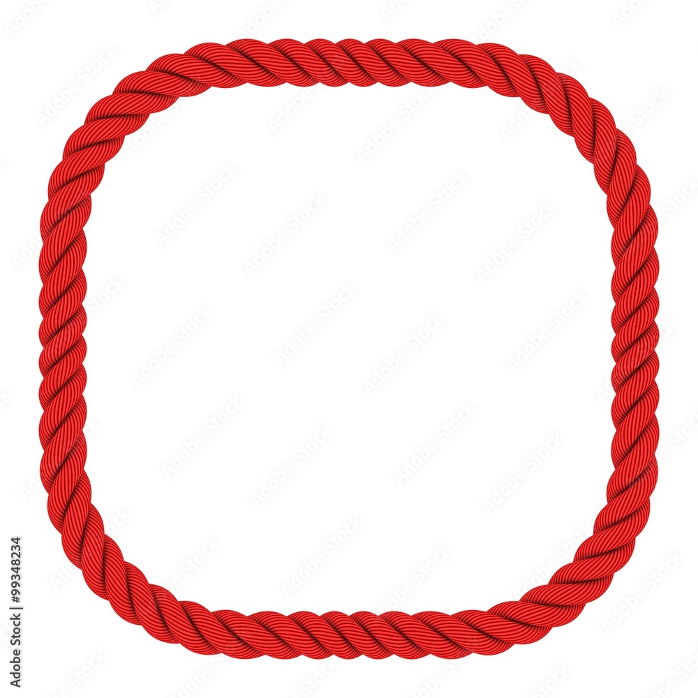 Rounded Square Red Rope Frame Isolated on White Background Stock ...