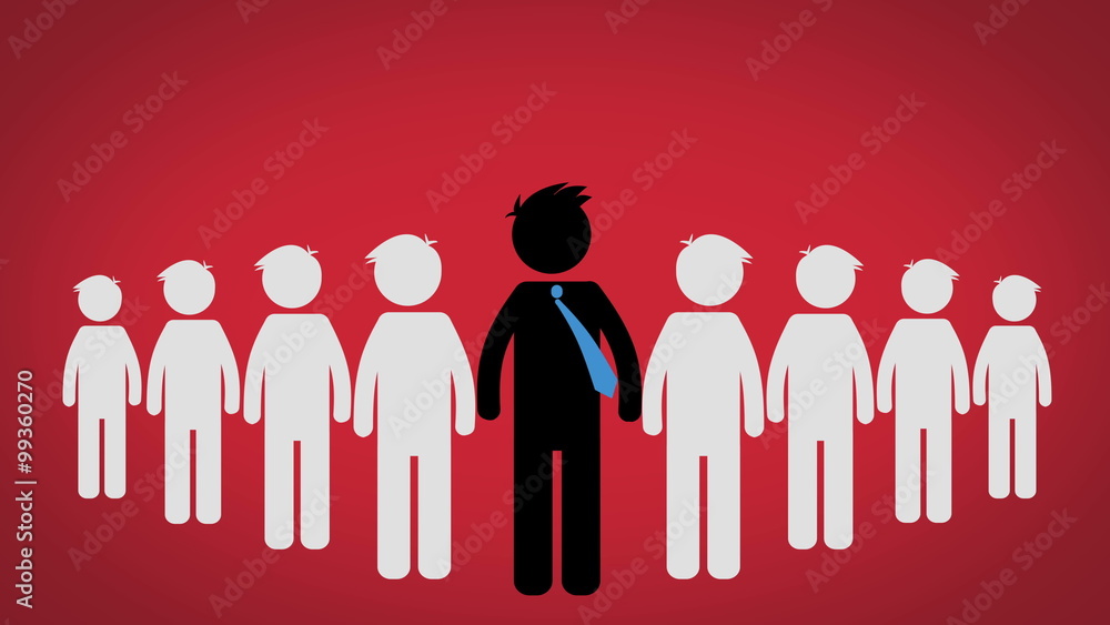 The concept of the Leader of a group, Pictogram over Red background ...