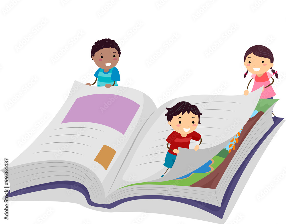 Stickman Kid Book Page Turn Stock Vector | Adobe Stock