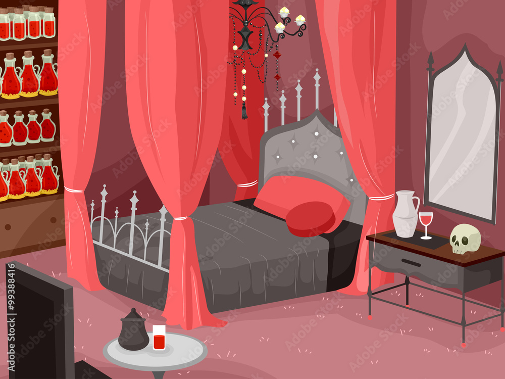 Vampire Lavish Bed Room vector de Stock | Adobe Stock
