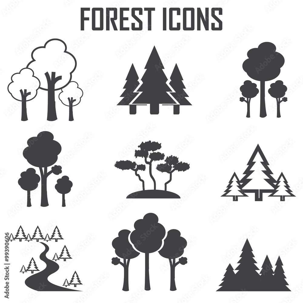 forest icon set. Stock Vector | Adobe Stock