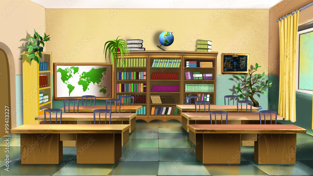 Interior of classroom. Front view Stock Illustration | Adobe Stock