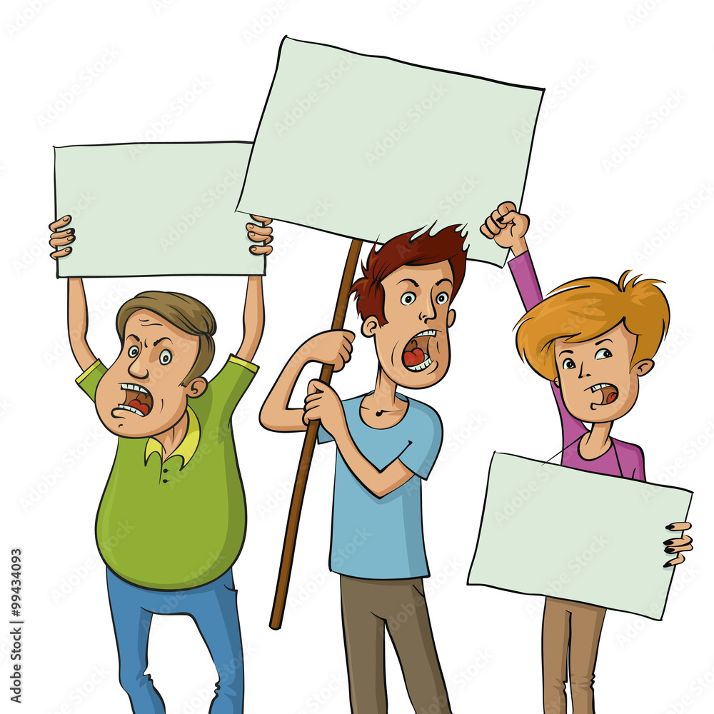 illustration of a group of protesters holding signs Stock-Vektorgrafik ...