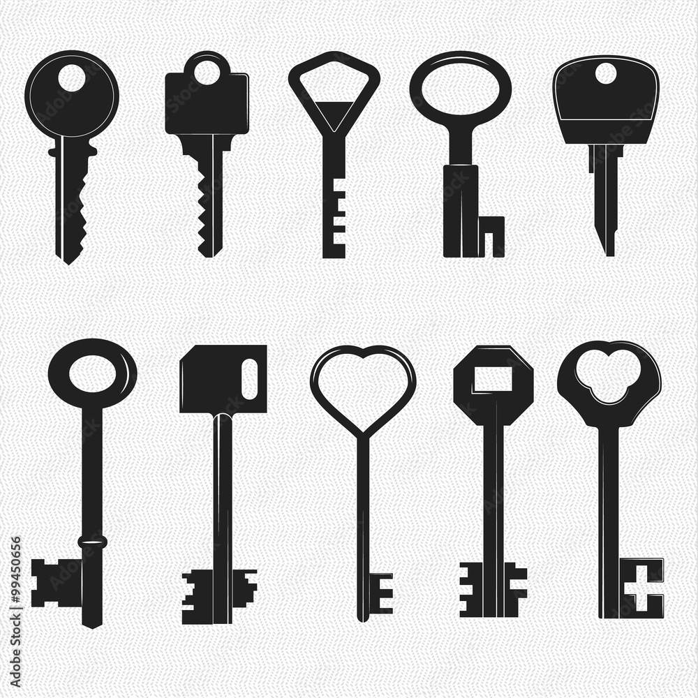 Vector key icon, logo for projects, invitations, cards. Keys ...