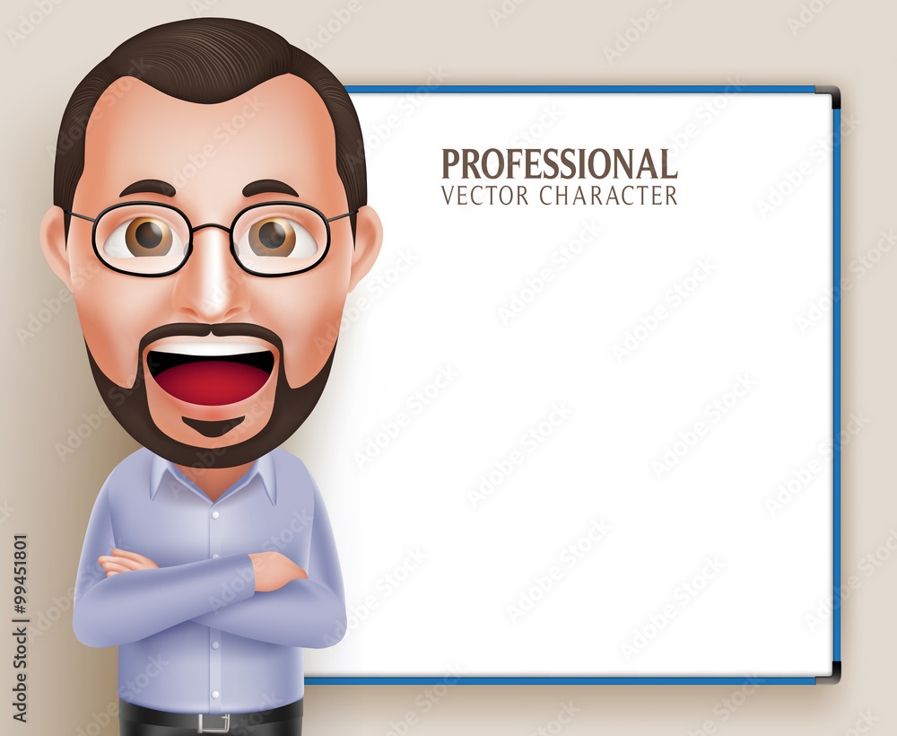 3D Realistic Professional Old Professor Teacher Man Vector Character ...