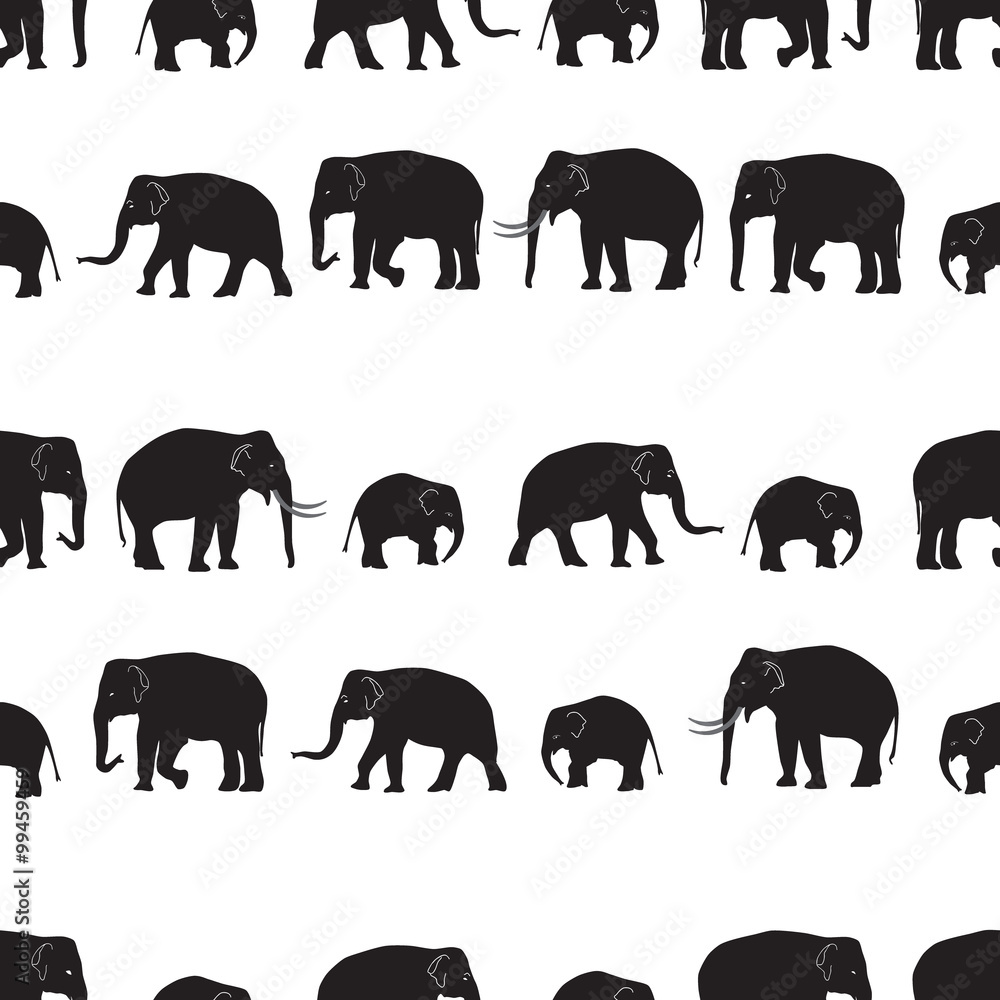vector black elephants walking seamless pattern eps10 Stock Vector ...