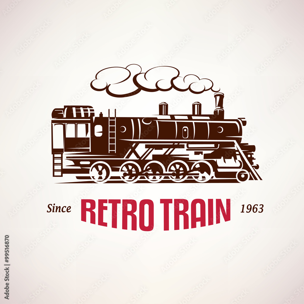 retro train, vintage vector symbol, emblem, label template Stock Vector ...