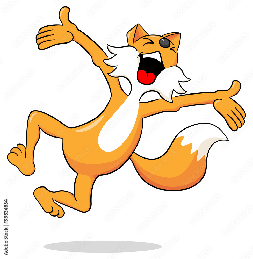Cartoon Fuchs springt vor Freude Stock-Vektorgrafik | Adobe Stock