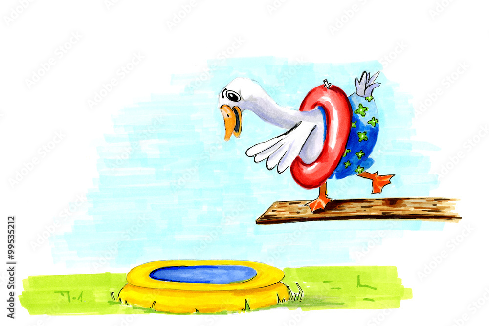 Illustration diving goose Stock-Illustration | Adobe Stock