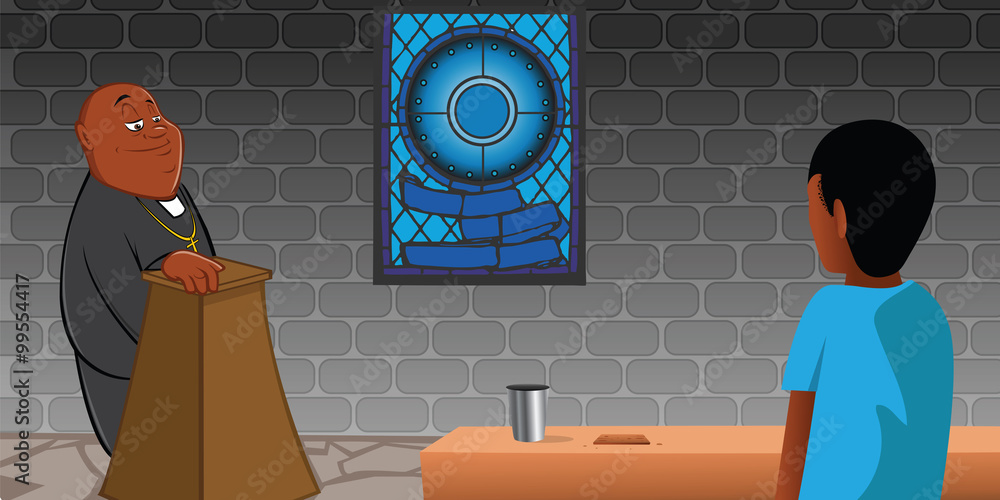 cartoon vector illustration of a pastor church Stock Vector | Adobe Stock