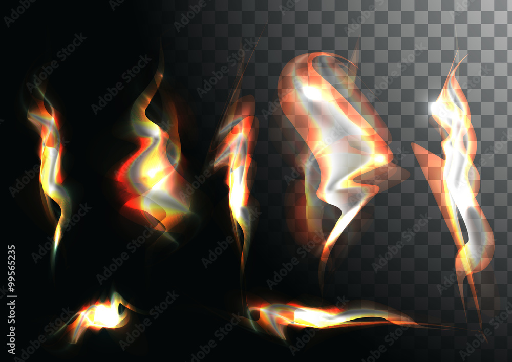 Set of realistic fire flames on transparent background. Special effects ...