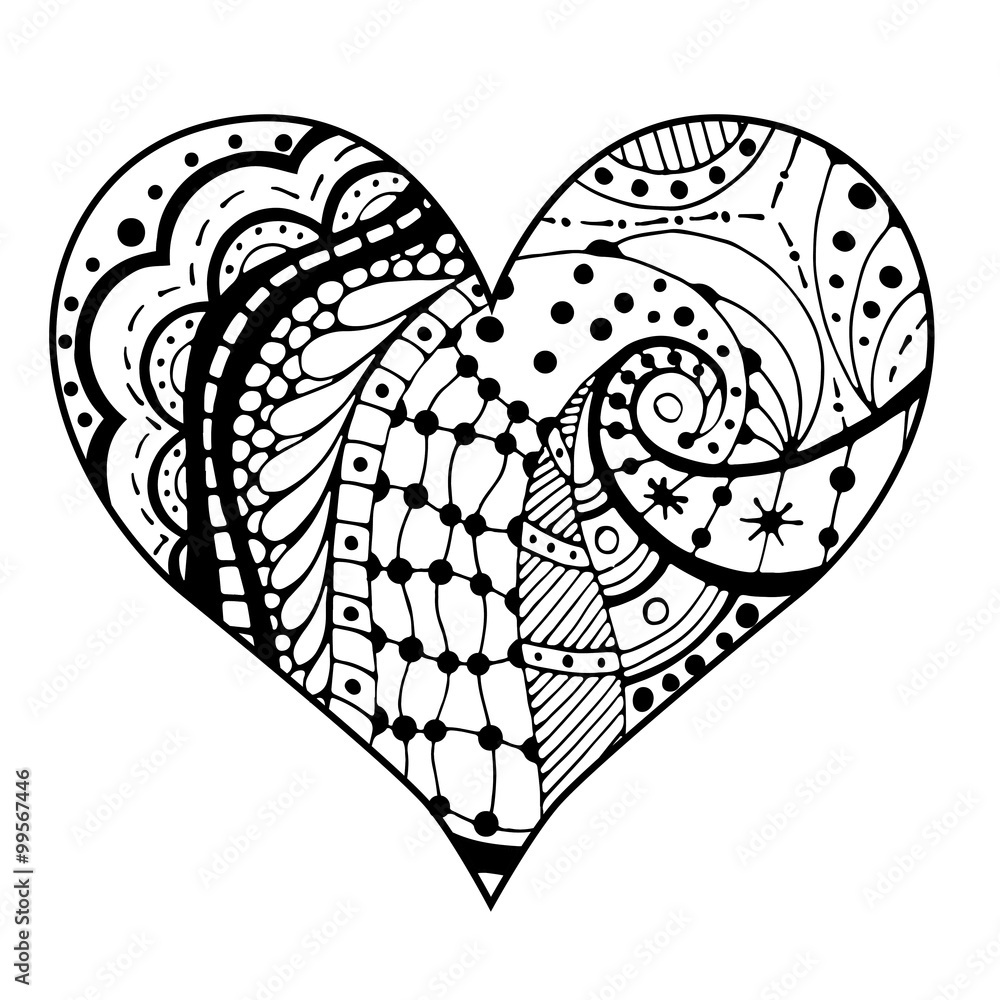 Zentangle Patterns Hearts